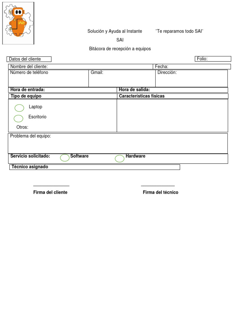 Bitácora de Recepción de Equipos SAI | PDF