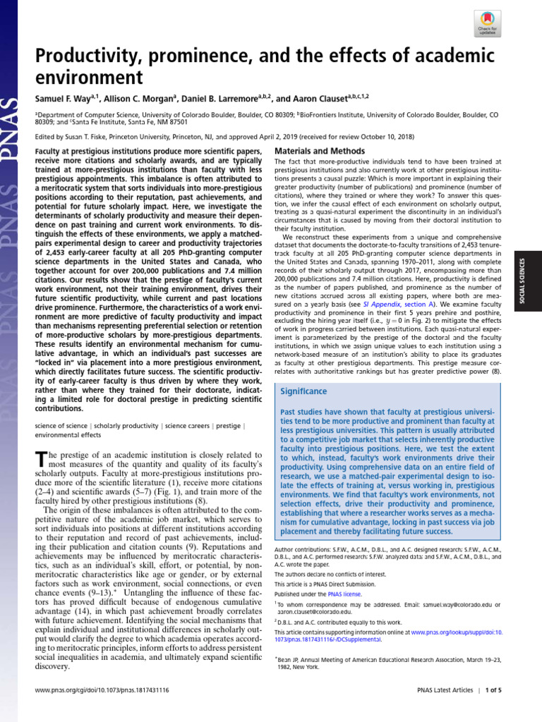 Academic Environment's Impact on Productivity | PDF | Science