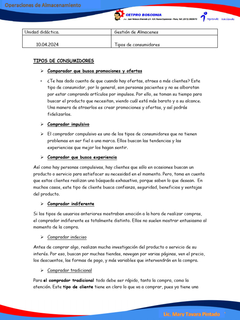 Tipos de Compradores en Almacenes | PDF | Producto (Negocio) | Los ...
