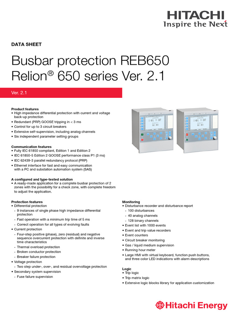 4CAE000142 REB650 Technical Summary A4 | PDF | Electrical Engineering ...