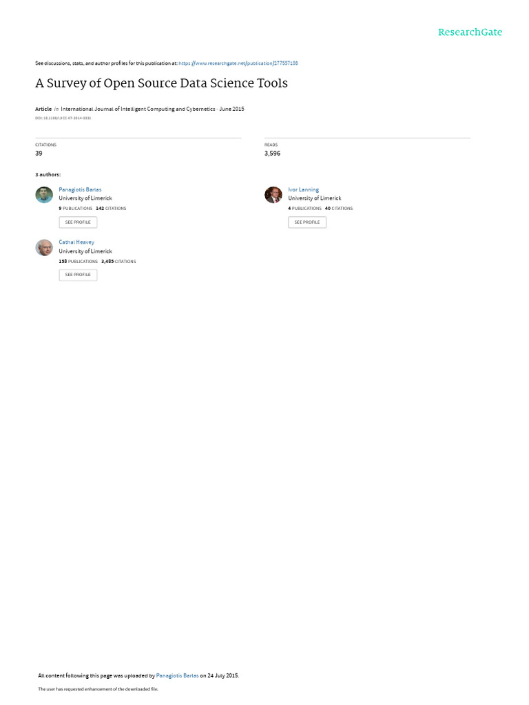 Open Source Data Science Tools Survey | PDF | Data Science | Data
