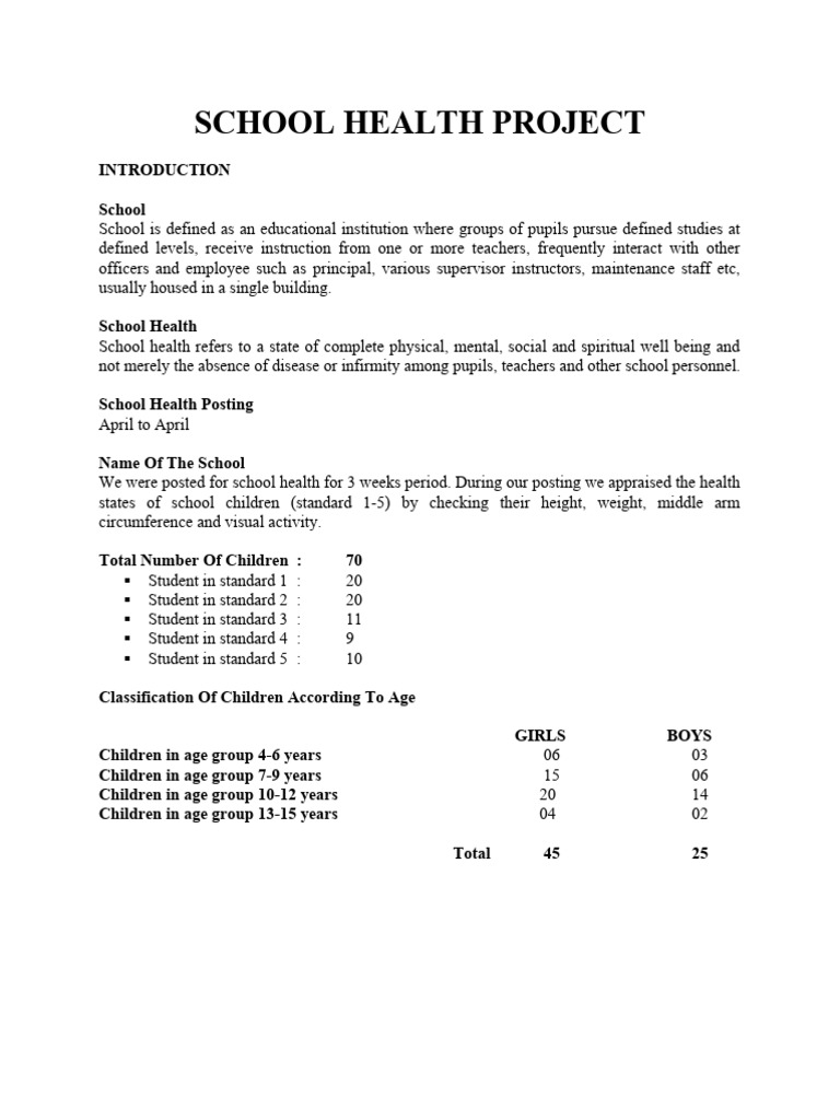 School Health Project-4 | PDF | Teachers | Psychological Concepts