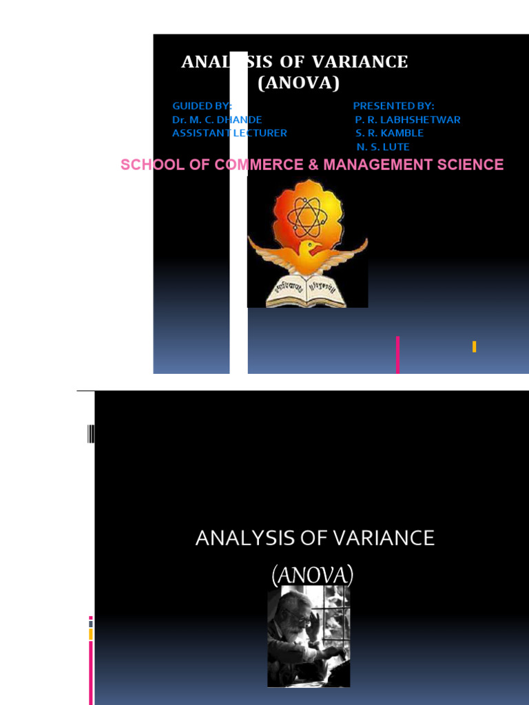 Analysis of Variance (Anova) : School of Commerce & Management Science | PDF | Analysis Of ...