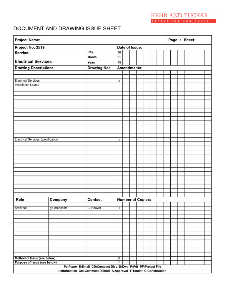 15_11_16 Drawing Issue Sheet - Electrical | PDF 15_11_16 Drawing Issue Sheet - Electrical | PDF