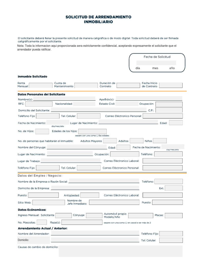 Formato Solicitud de Arrendamiento Edificio Pipila | PDF