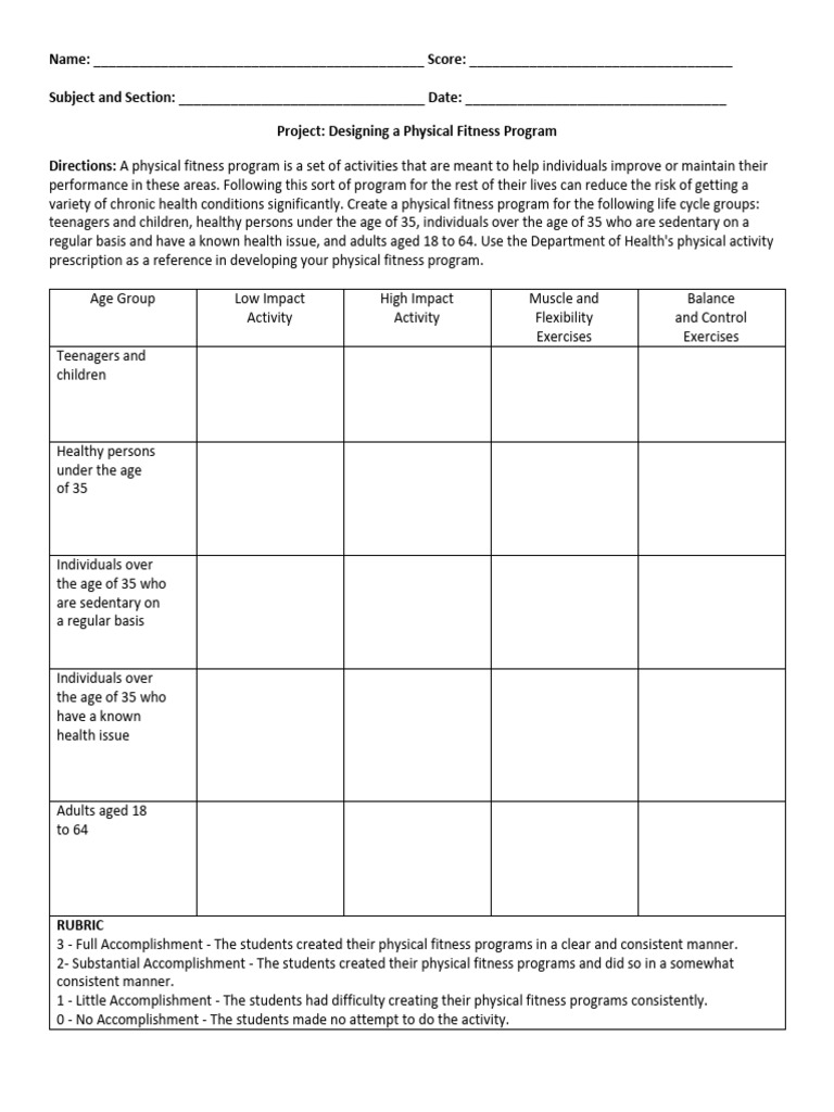 8 Project Designing A Physical Fitness Program | PDF | Self-Improvement ...