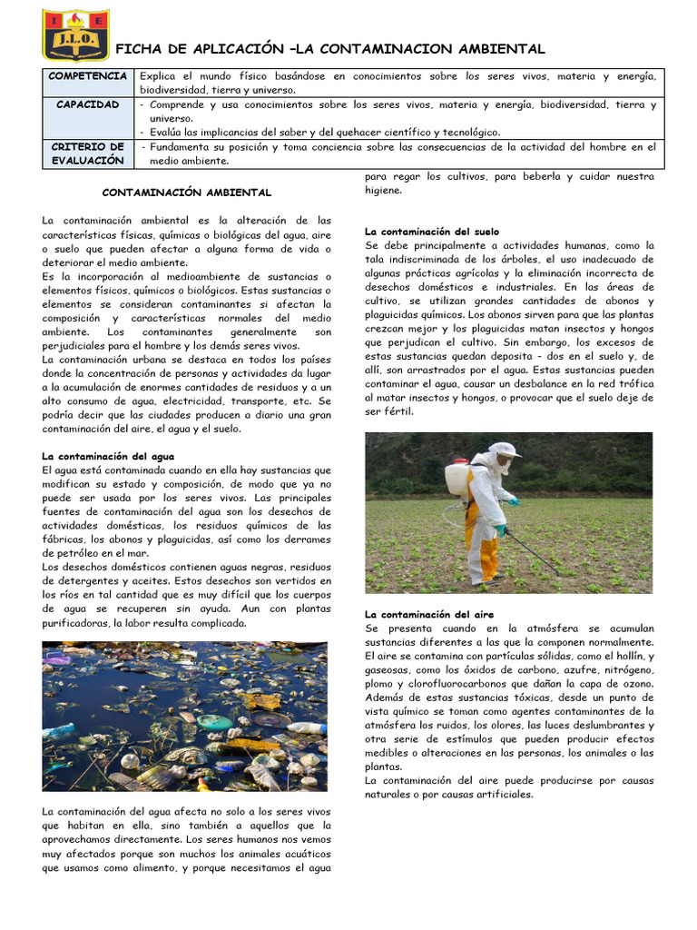 Cta2-Eda3-Activ3-Fich Contaminación. | PDF | Contaminación | La contaminación del agua
