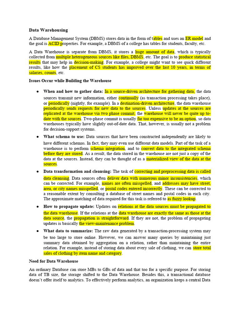 Data Vwarehouse Pdf Data Warehouse Databases