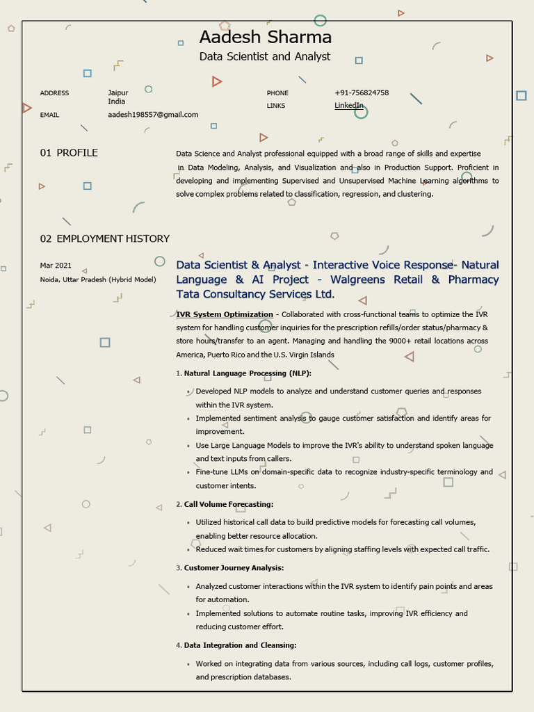 Aadesh Sharma - Data Scientist and Analyst | PDF | Interactive Voice Response | Machine Learning