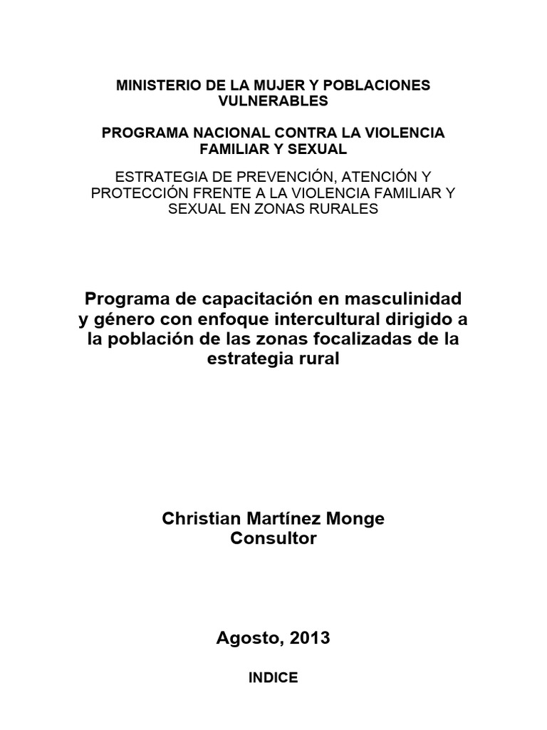Propuesta de Programa de Capacitaci+ N de Masculinidad y G+®nero Version 2 X 1 | PDF ...