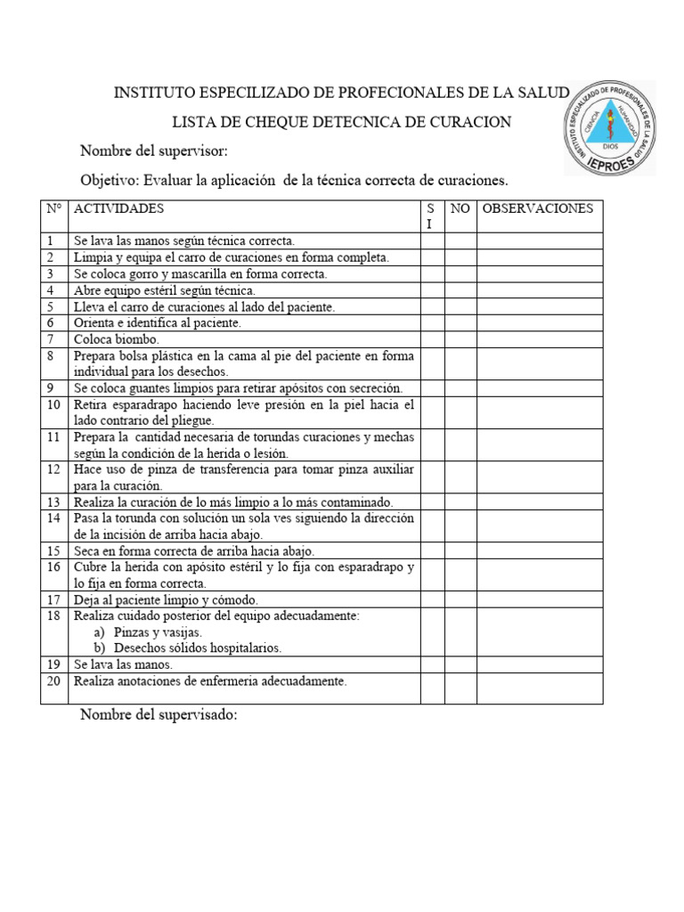 Lista de Chequeo 2019 | PDF | Lavado de manos