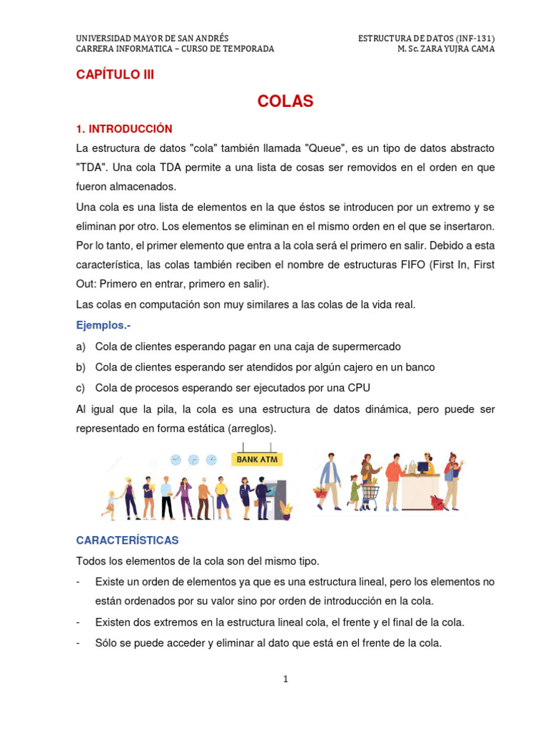 CAPITULO 3 DOCUMENTO- COLAS Actualizado | PDF | Cola (tipo de datos ...