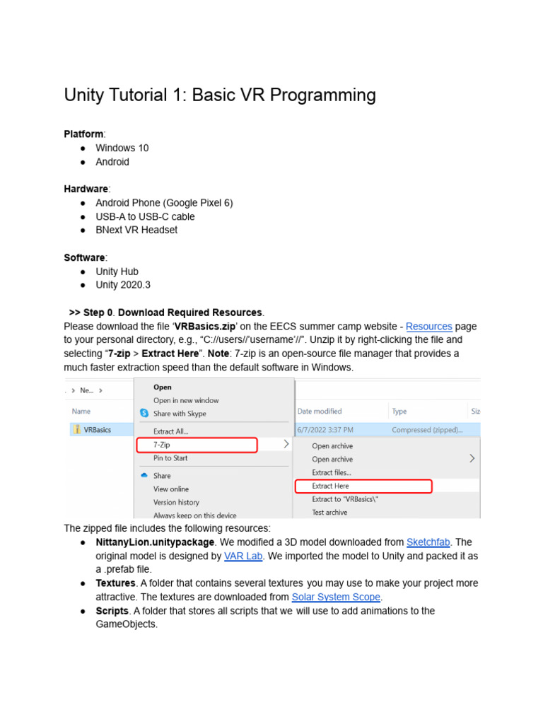 Tutorial1 BasicVRProgramming | PDF | Computer File | Icon (Computing)