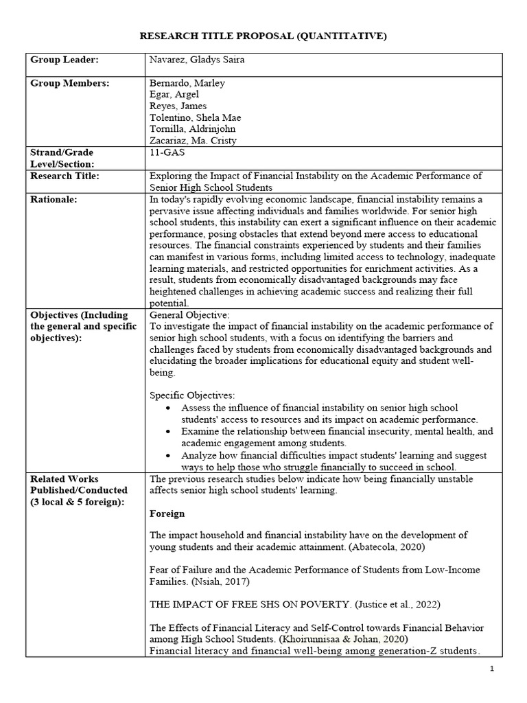 Research Title Proposal | PDF | Literacy