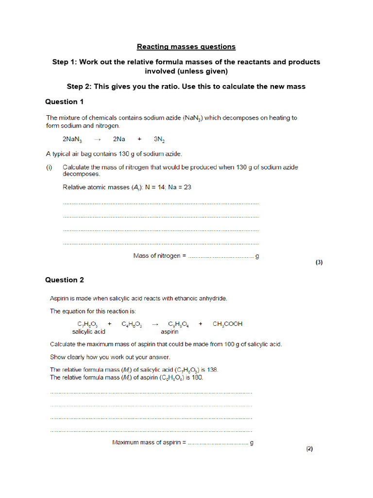 Reacting Masses Plenary | PDF