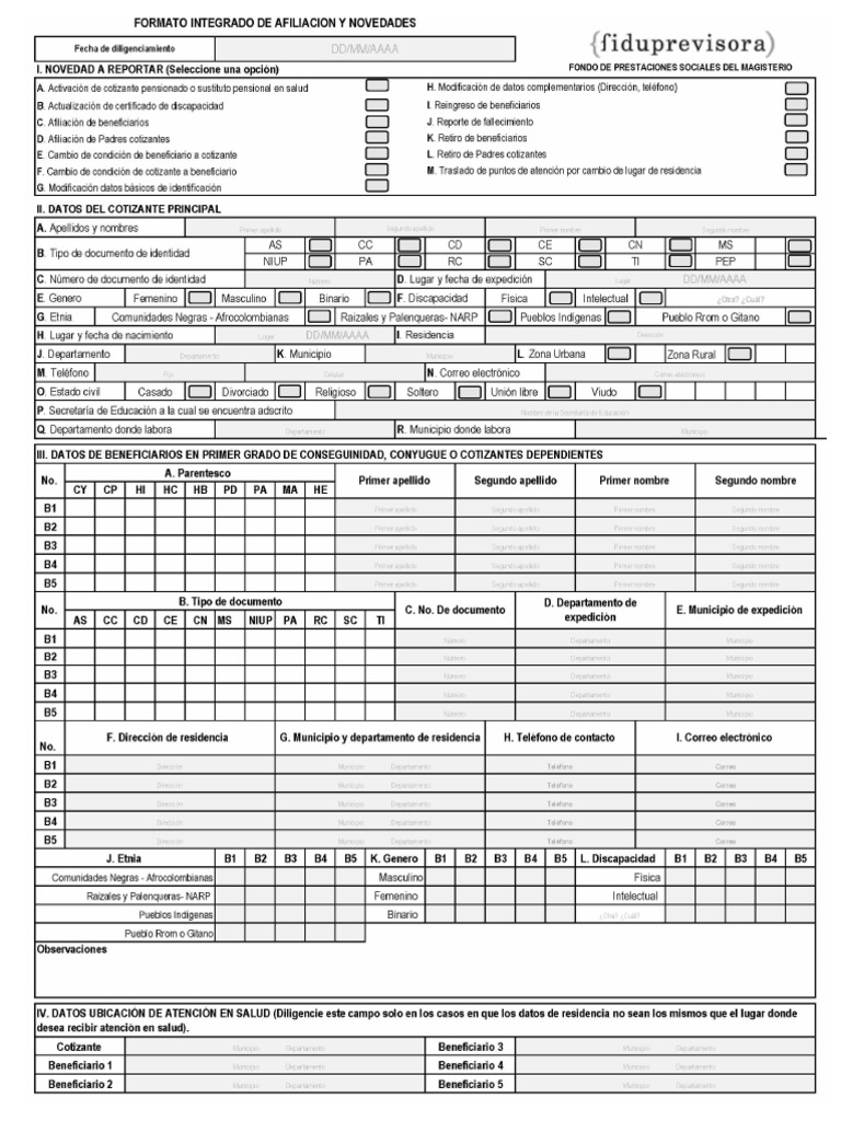 Formato Integrado de Afiliacion | PDF