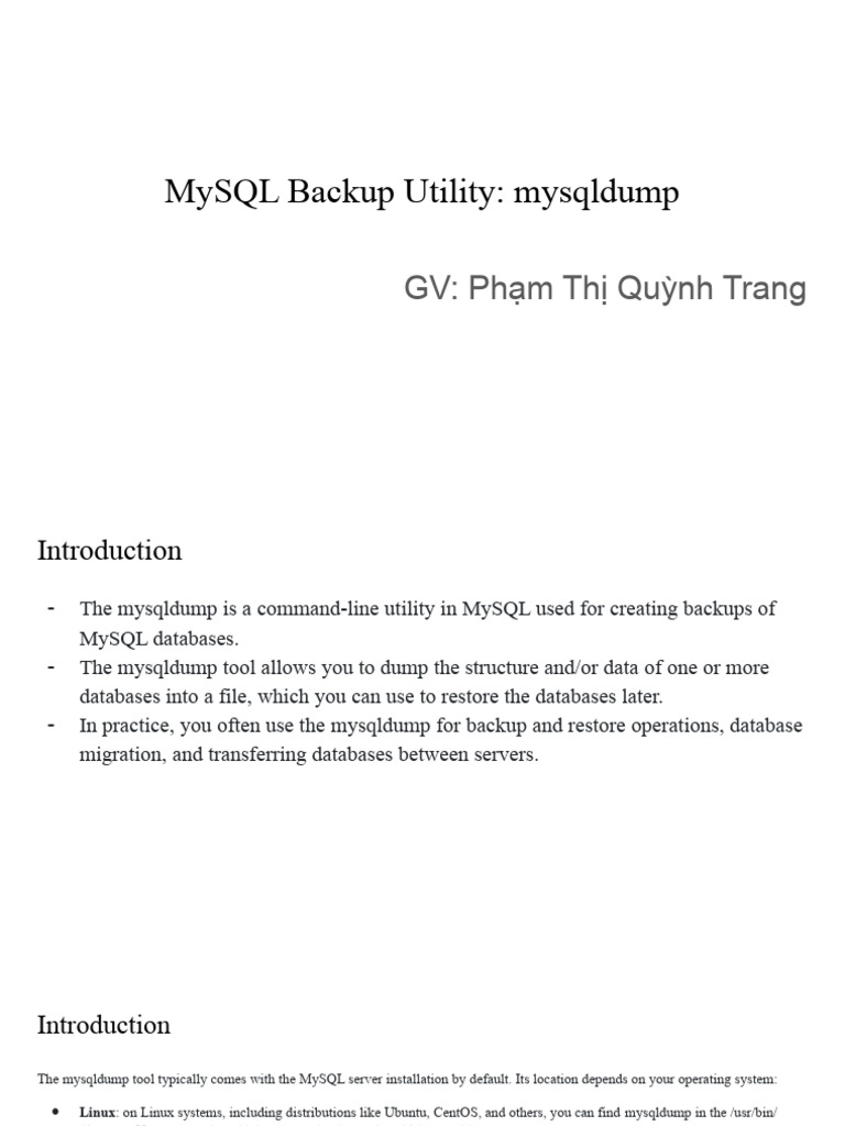 MySQL Backup Utility - Mysqldump | PDF | Databases | Superuser