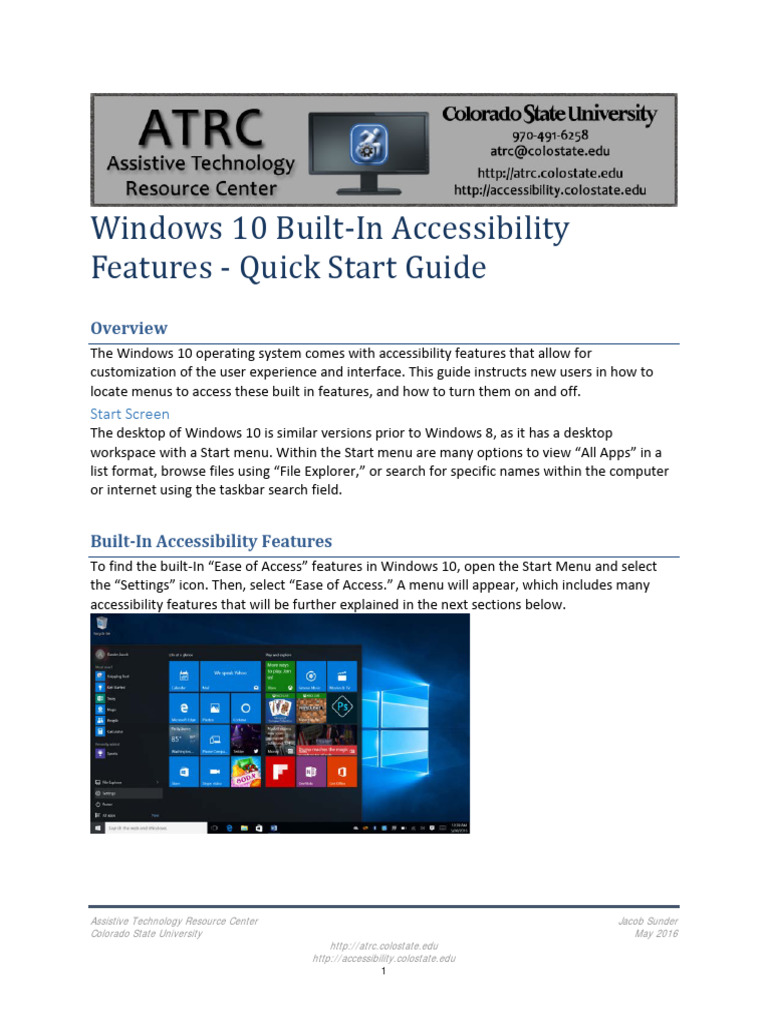 Windows 10 Accessibility | PDF | Window (Computing) | Computer Keyboard