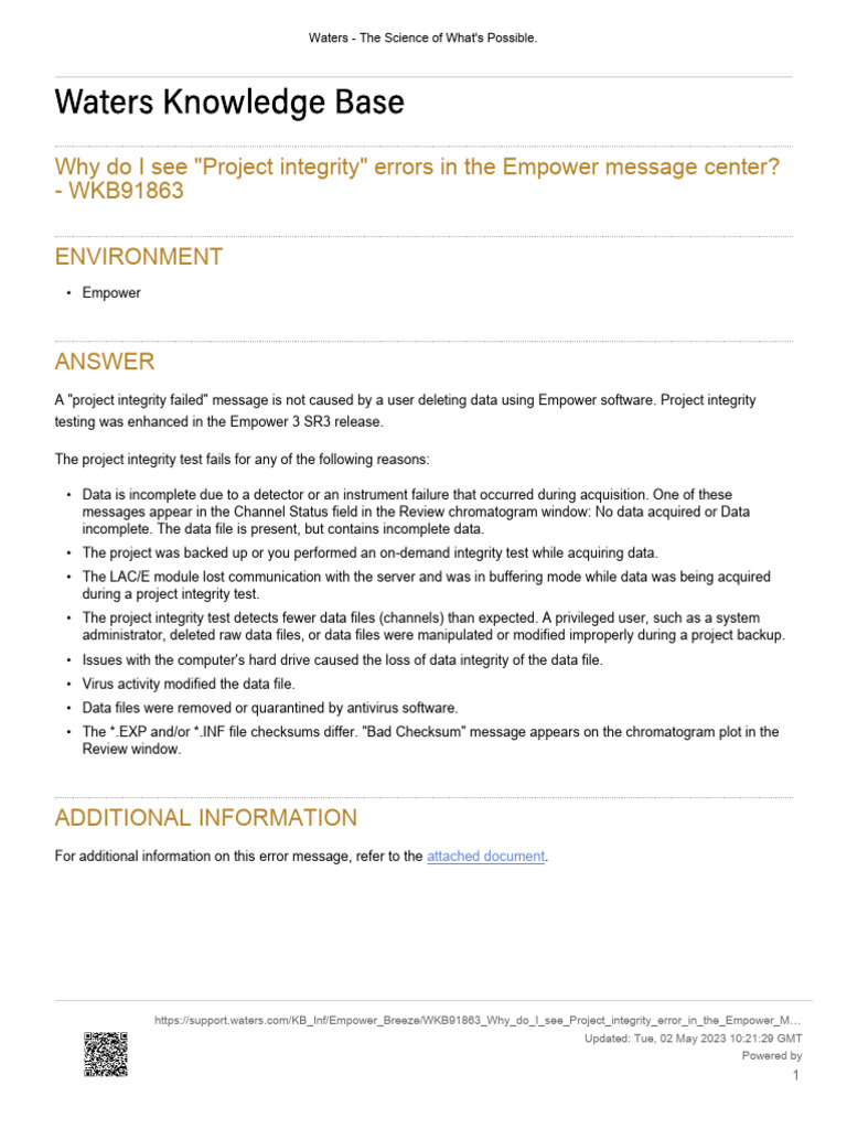 Why Do I See - Project Integrity - Errors in The Empower Message Center ...
