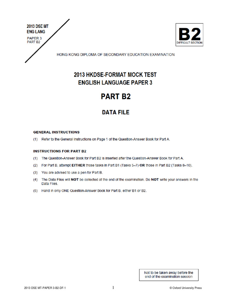 2013 DSE MT-PAPER 3-B2-DF-1 © Oxford University Press | PDF | Language Arts & Discipline ...