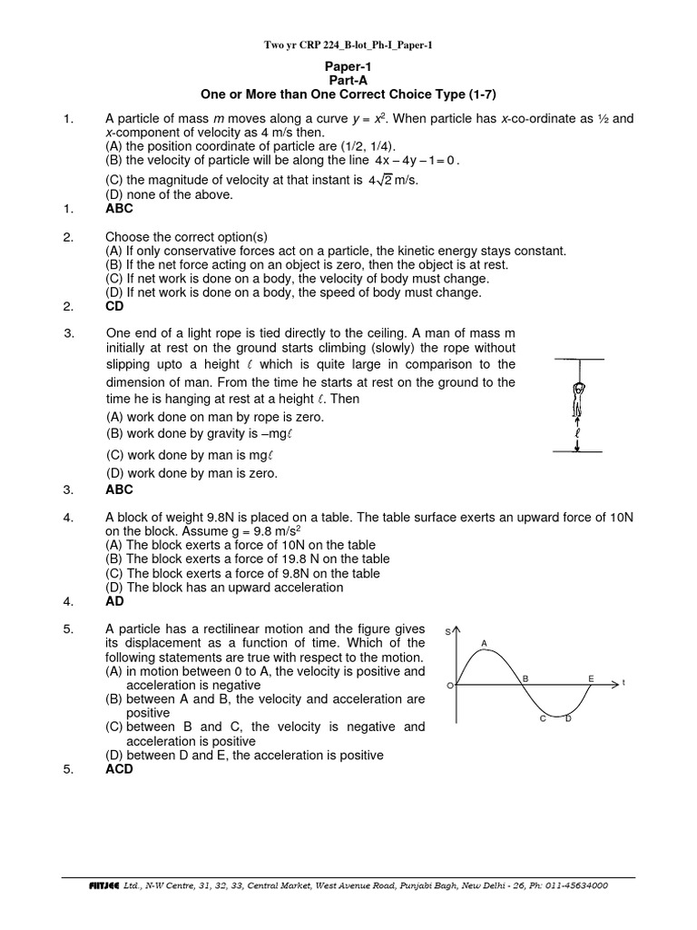 Two Yr CRP 224 - B-Lot - Ph-I - Paper-1 - Physics | PDF | Force | Physics
