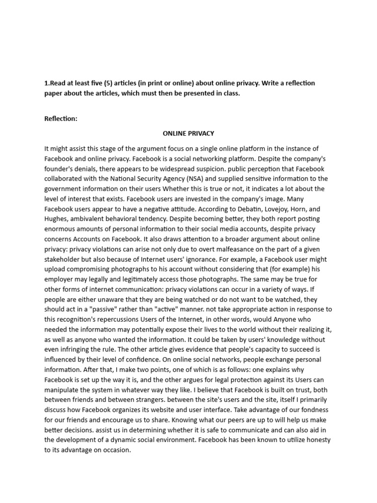 04 Laboratory Exercise 1 | PDF | Privacy | Facebook