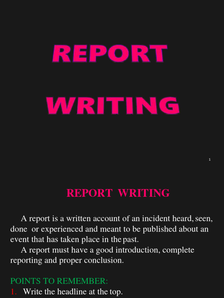Report Writing Ppt | PDF