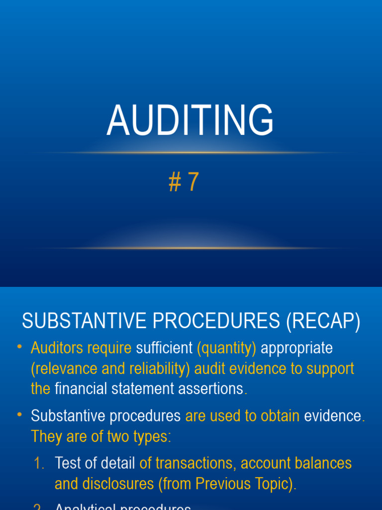 Auditing - 7 Analytical Procedures | PDF | Audit | Money