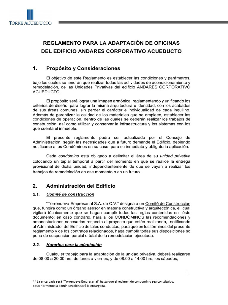 REGLAMENTO CORPORATIVO Construccion | Descargar gratis PDF | Condominio | edificio