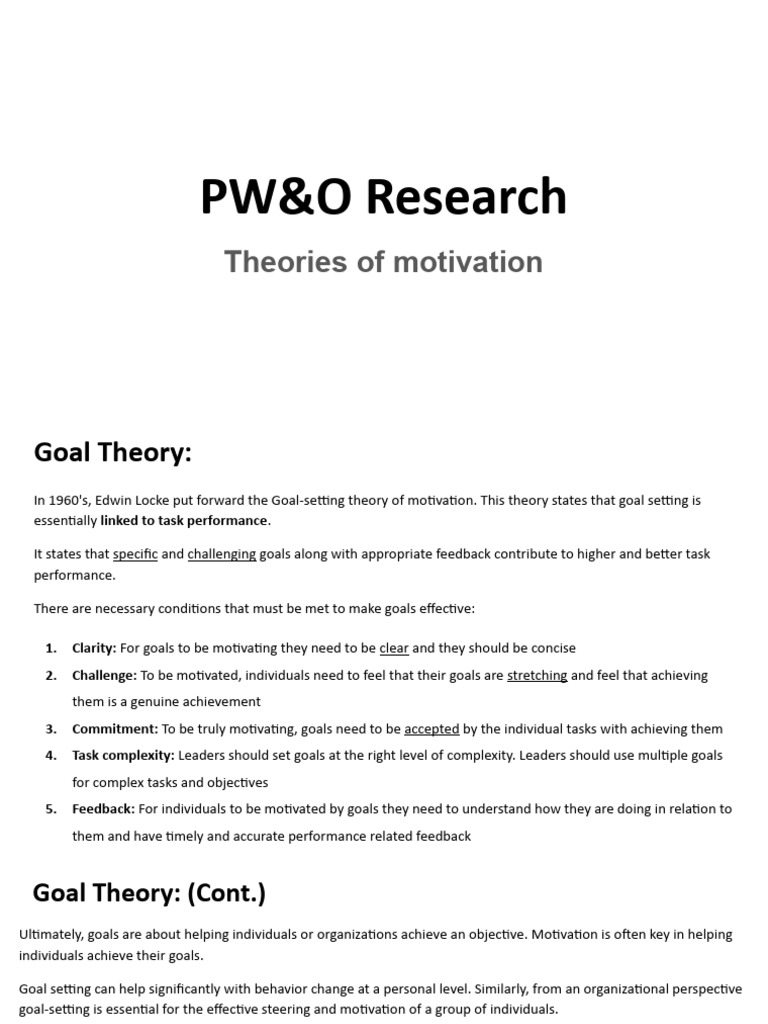 Theories of Motivation Explained | PDF | Goal | Motivation