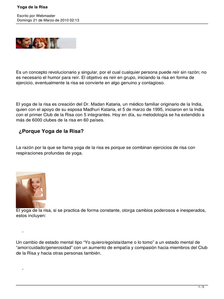 Beneficios del Yoga de la Risa | PDF | La risa | Felicidad