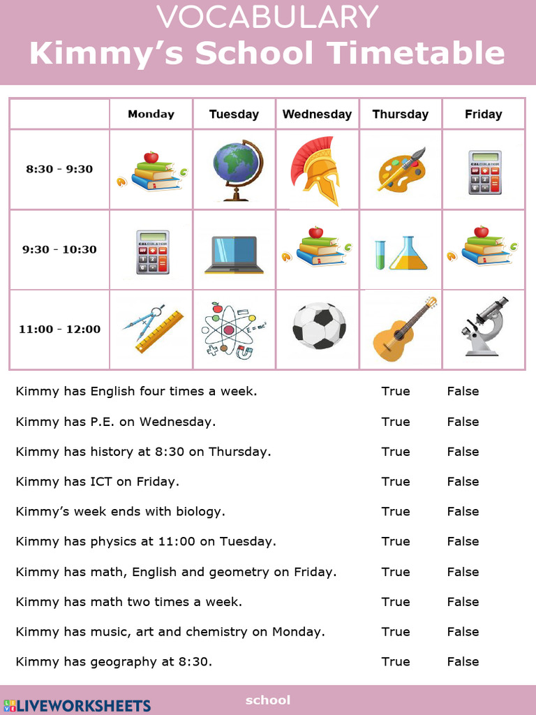 3school Subjects Time Table | PDF