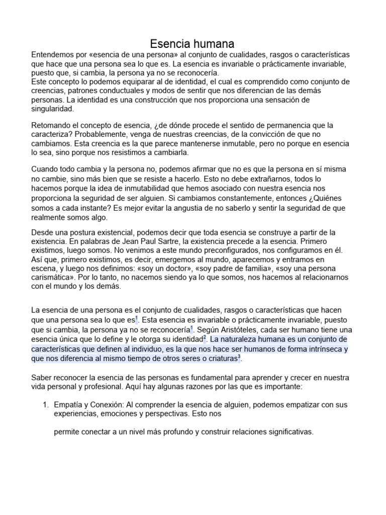 Esencia humana | PDF | Esencia | Aprendizaje