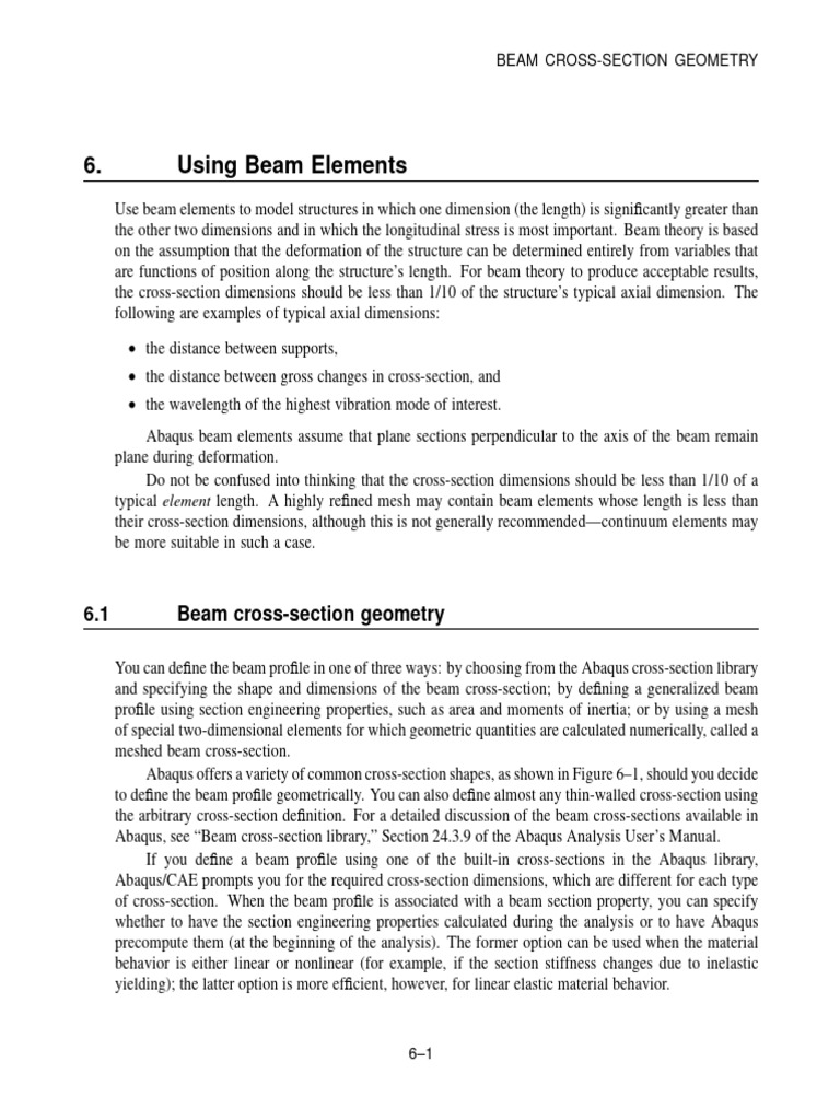 Abaqus Beam Cross-Section Geometry Guide | PDF | Bending | Beam (Structure)