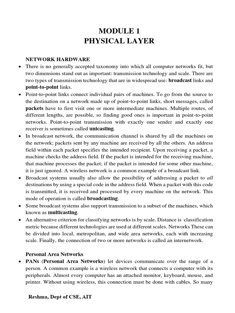 MODULE 1 Physical Layer | PDF | Computer Network | Osi Model
