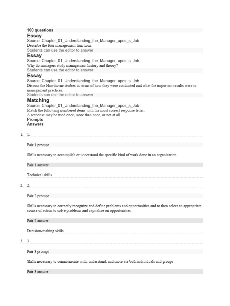 Chapter 01 Understanding The Manager S Job | PDF | System ...