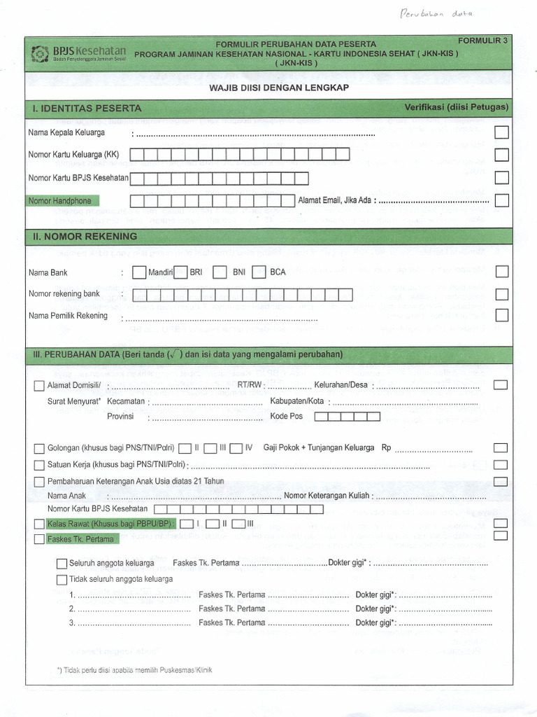 Formulir Perubahan Data 1 | PDF