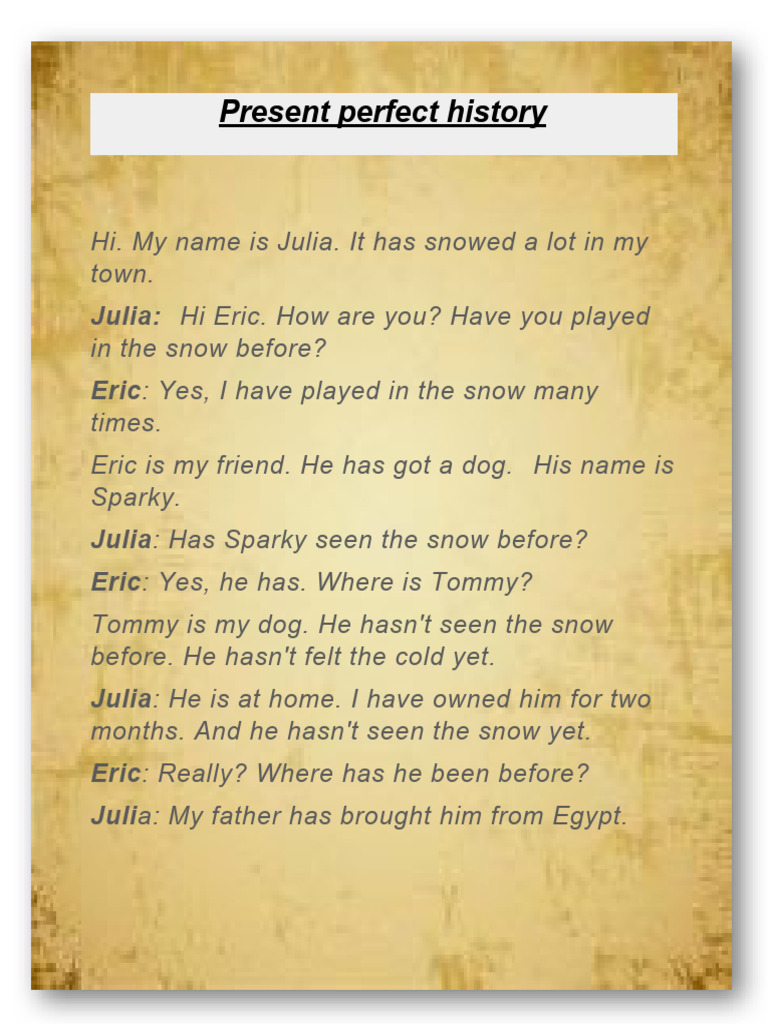 PREENT PERFECT STORY-1 | PDF