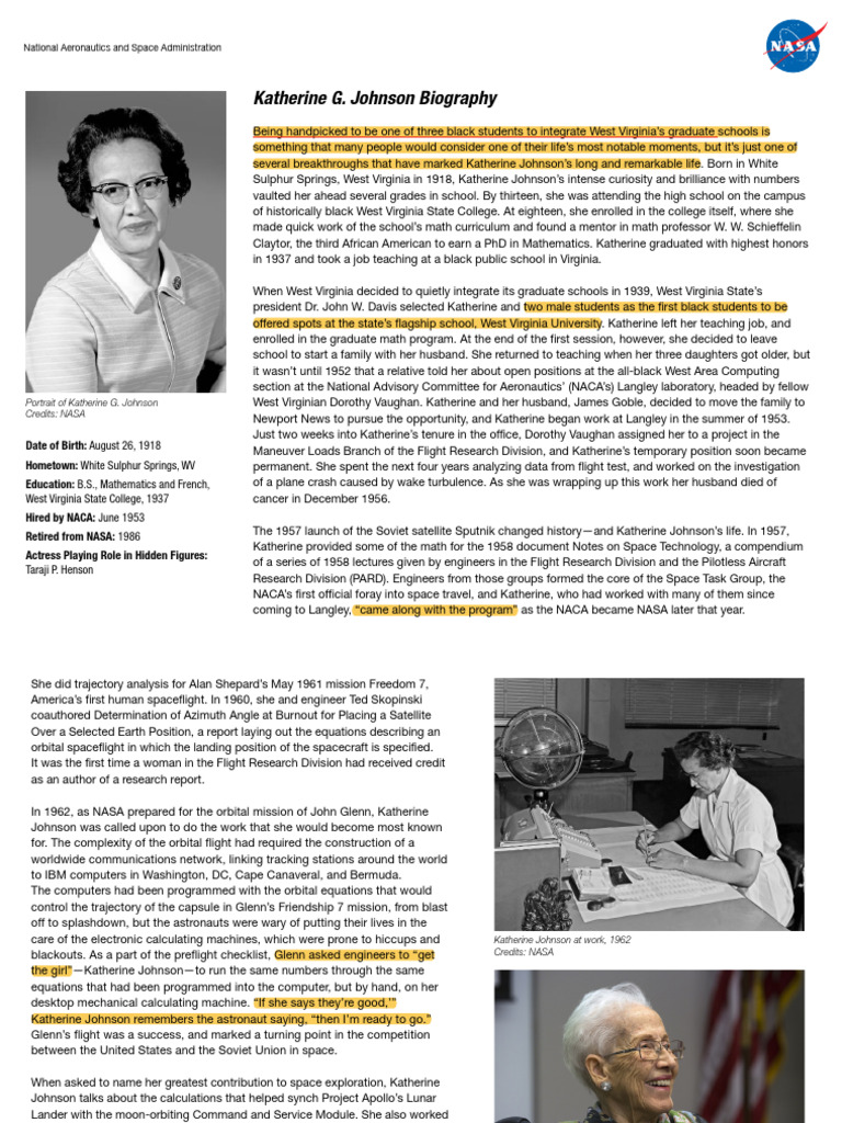 Author bias. Hidden figures | PDF | Katherine Johnson | Hidden Figures