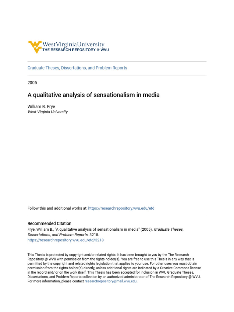 A Qualitative Analysis of Sensationalism in Media | PDF | Thesis | News