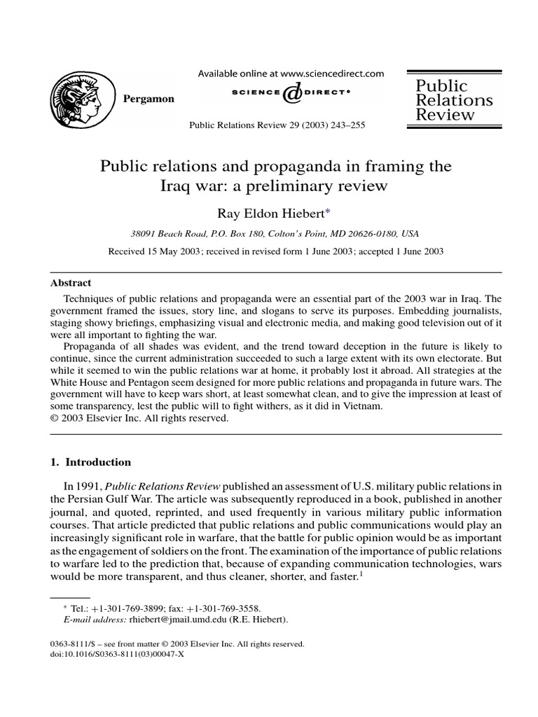 Hiebert, R. (2003) - Public Relations and Propaganda in Framing The ...