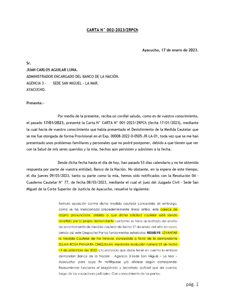 Carta Banco de La Nación - Ii | PDF | Gobierno
