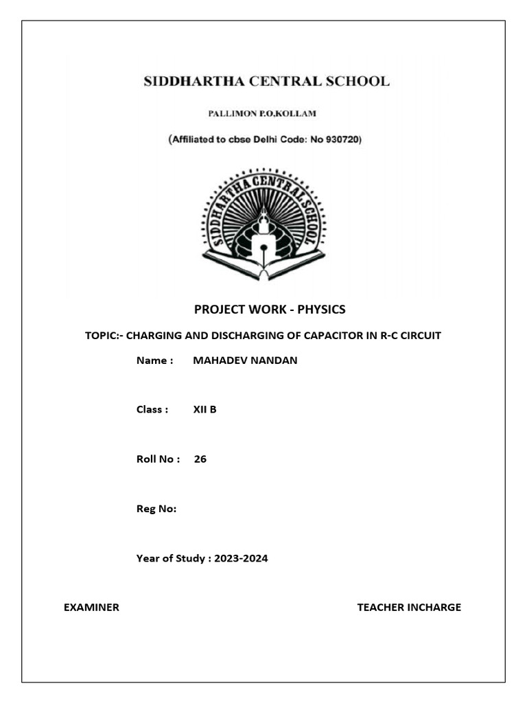 Physics Investigatory Project | PDF | Capacitor | Electrical Network