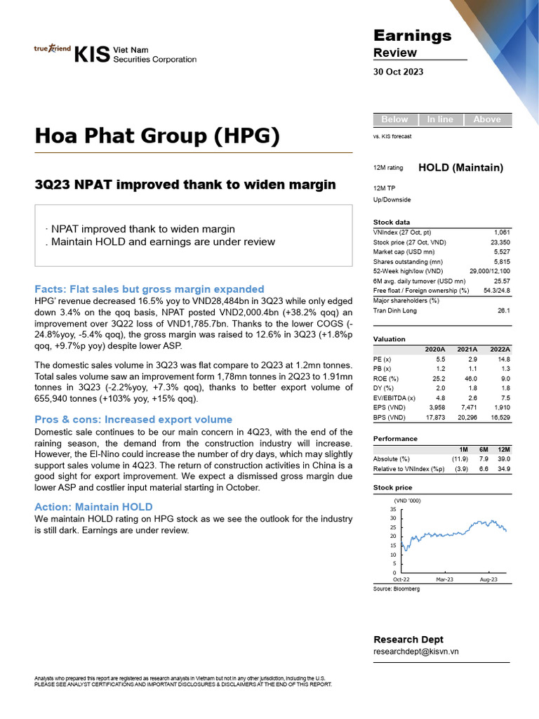 HPG Brief 3q23eng | PDF | Securities (Finance) | Financial Adviser