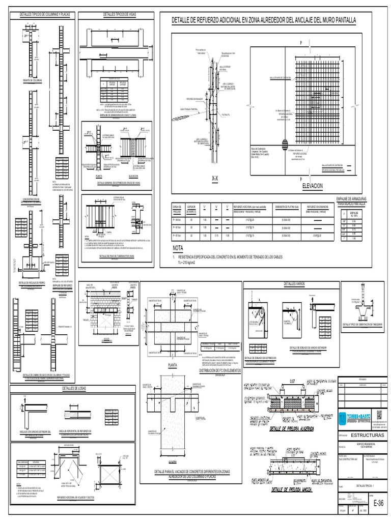 Detalle de Refuerzo Adicional en Zona Alrededor Del Anclaje Del Muro Pantalla | PDF | Ingeniería ...