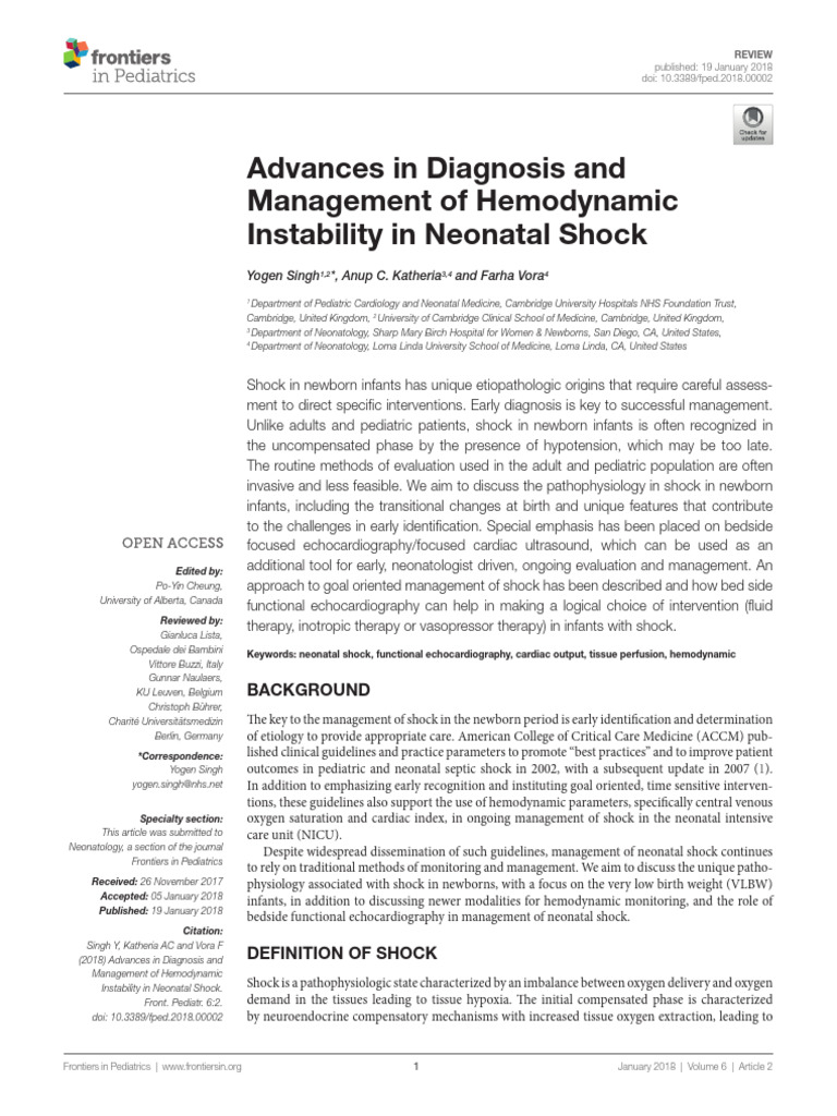 2018 Shock Neonatal | PDF | Shock (Circulatory) | Neonatology