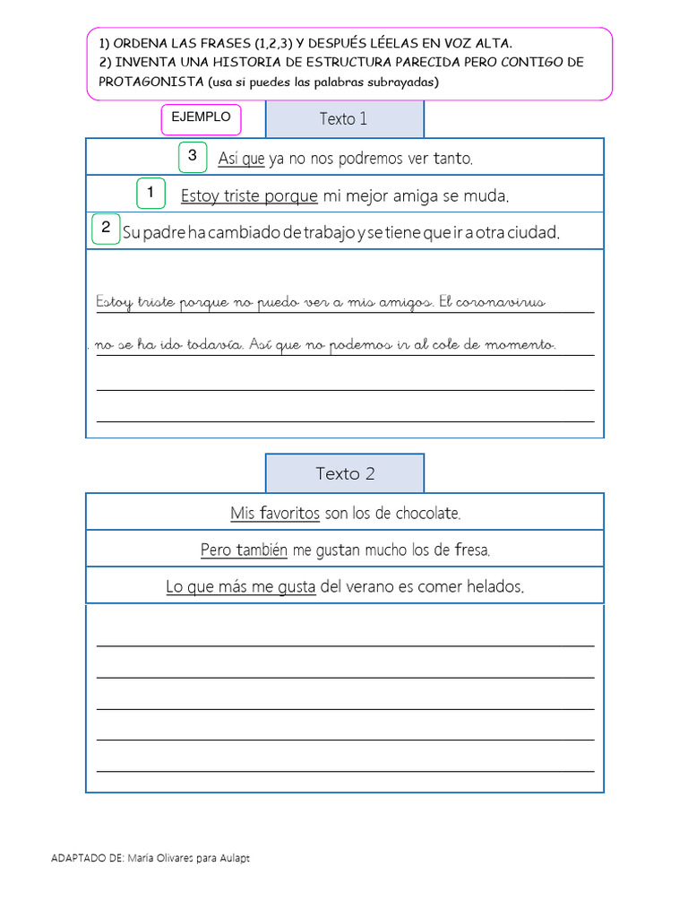 Ordena Frases y Crea Historia | PDF