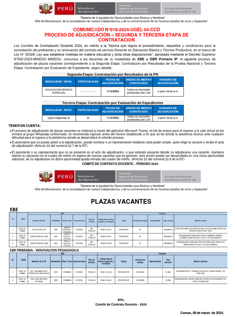 Comunicado Nâ°018-2024-Ccd | PDF | Informática