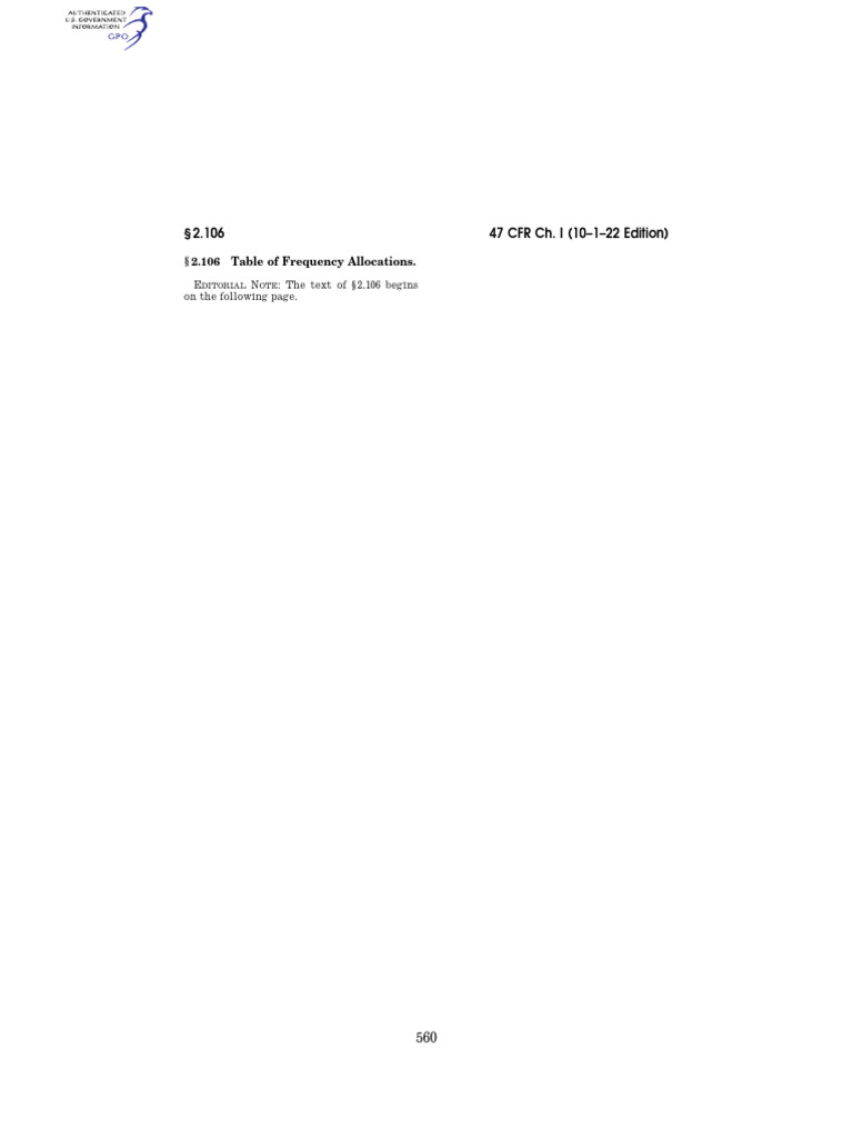 CFR 2022 Title47 Vol1 Sec2 106 | PDF | Electronics | Mass Media
