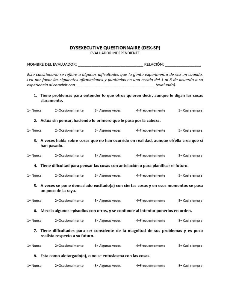 DEX Familiar - 1 en Puntuaciones | PDF